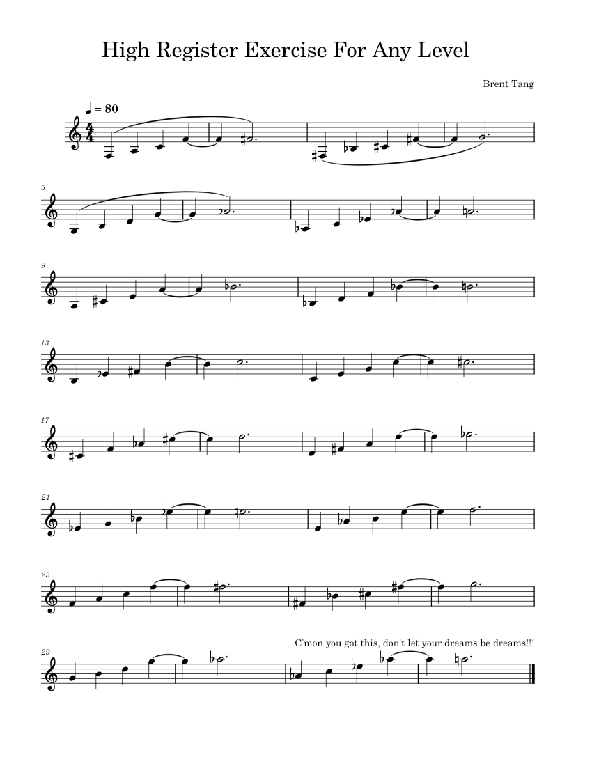 High Register Practice Routine Sheet music for French horn (Solo ...