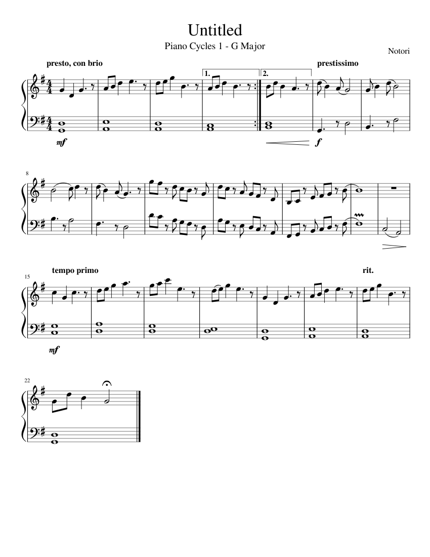 Piano Cycles 1 - G Major Sheet music for Piano (Solo) | Musescore.com