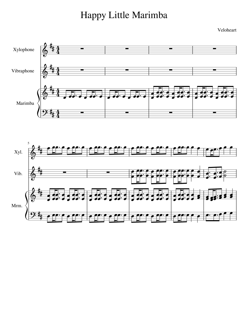 Happy Little Marimba Sheet music for Vibraphone, Marimba, Xylophone ...
