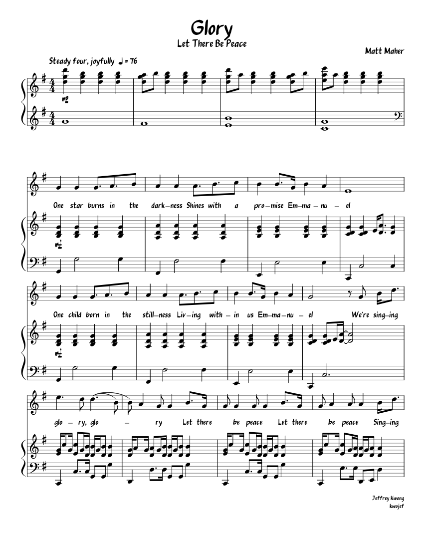 Glory (Let There Be Peace) Matt Maher / Chris Stevens / Rachel Popadic ...