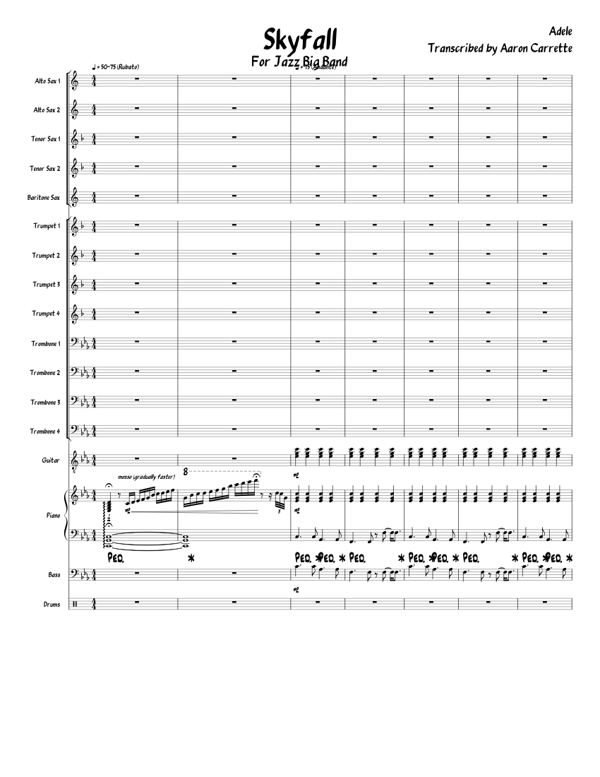 Skyfall for jazz big band Sheet music for Piano, Trombone, Saxophone ...