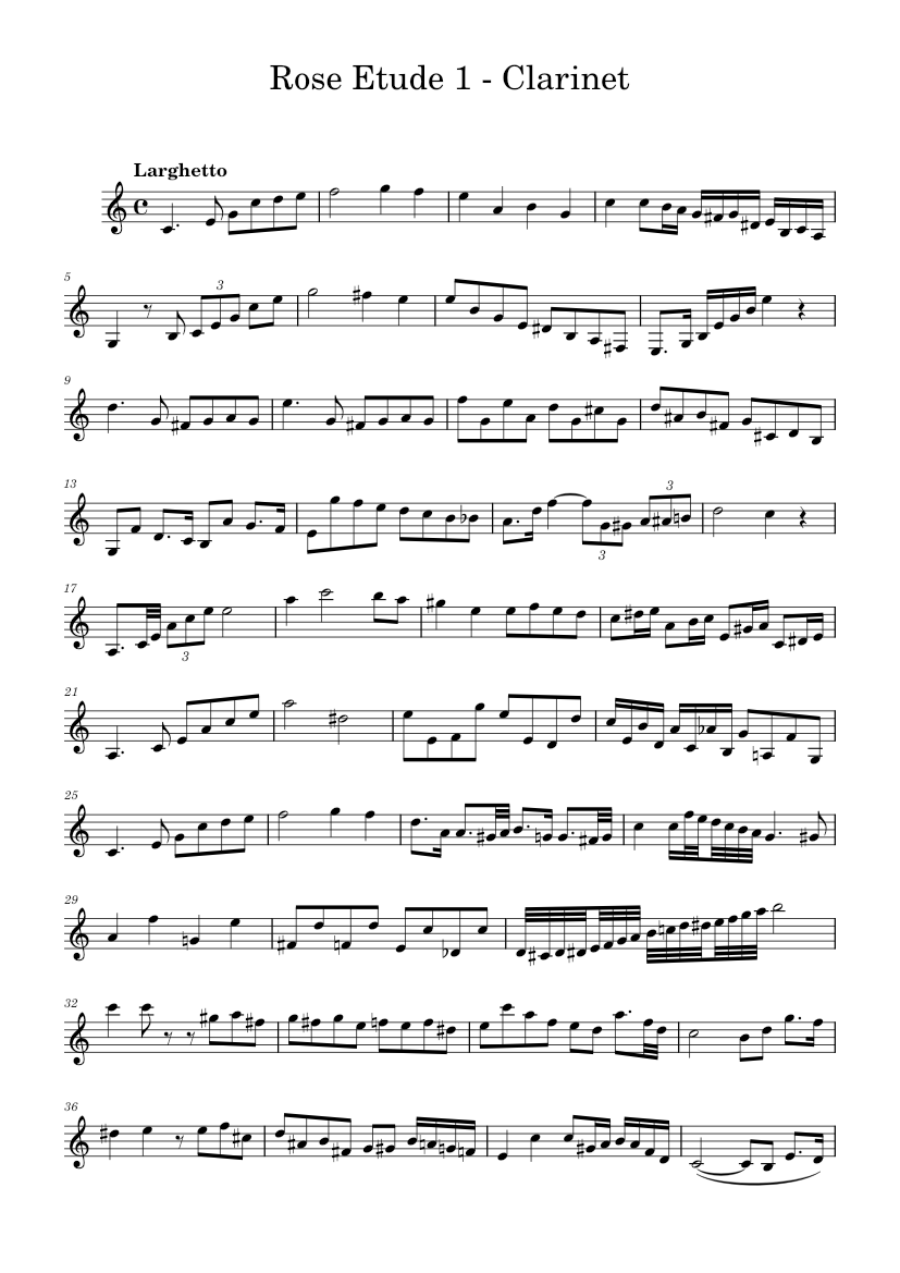 32 Etudes for Clarinet – Cyrille Rose Rose Etude 1 - Clarinet Sheet Music for Clarinet other ...