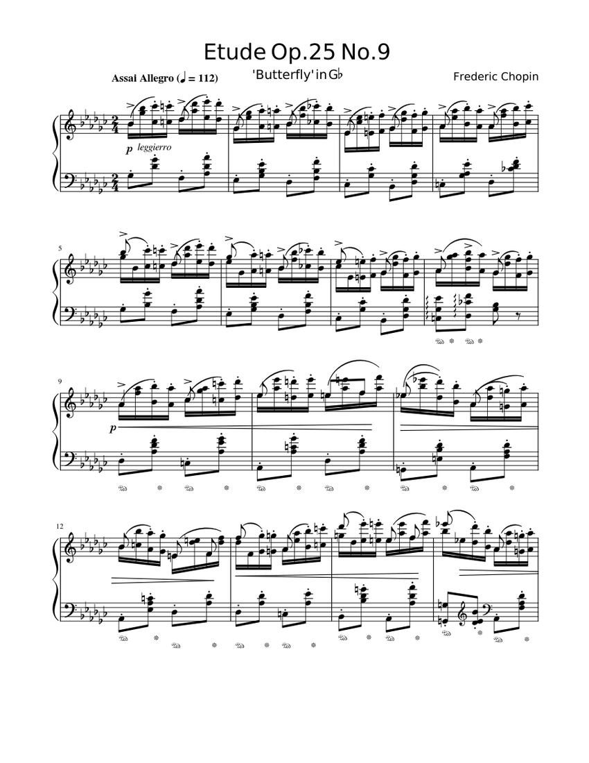 Étude Op.25 No.9 – Frédéric Chopin 'Butterfly' Sheet music for Piano (Solo) | Musescore.com