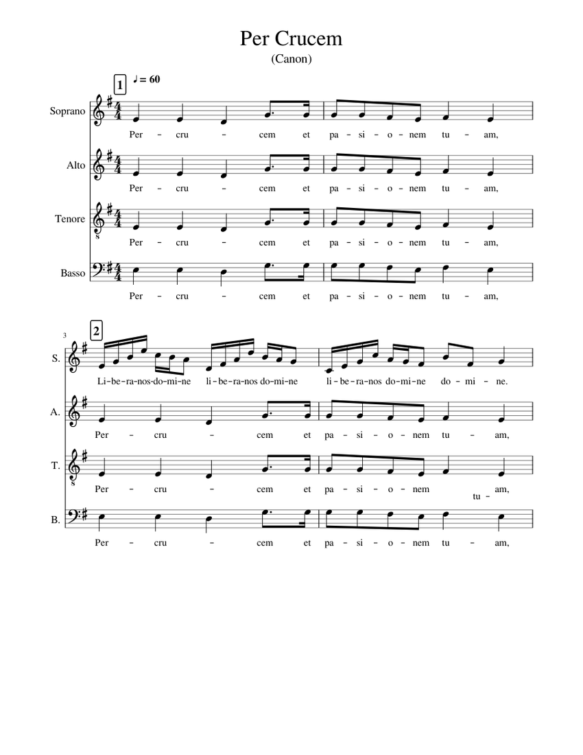 Per Crucem Sheet music for Soprano, Alto, Tenor, Bass voice (Choral ...