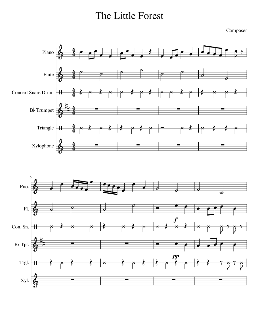 The_Little_Forest Sheet music for Piano, Flute, Trumpet in b-flat ...