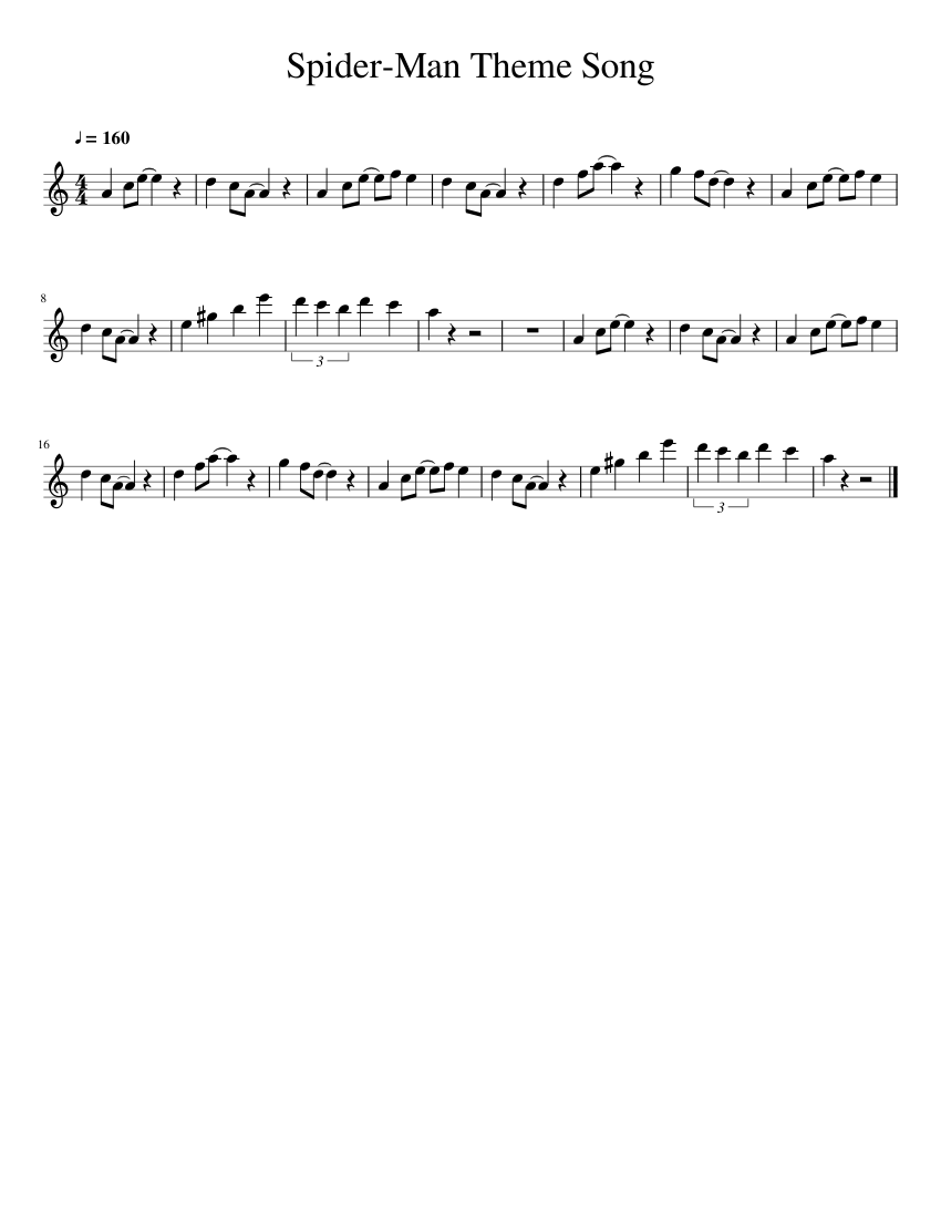 Spider-Man Theme Song Sheet music for Flute (Solo) | Musescore.com