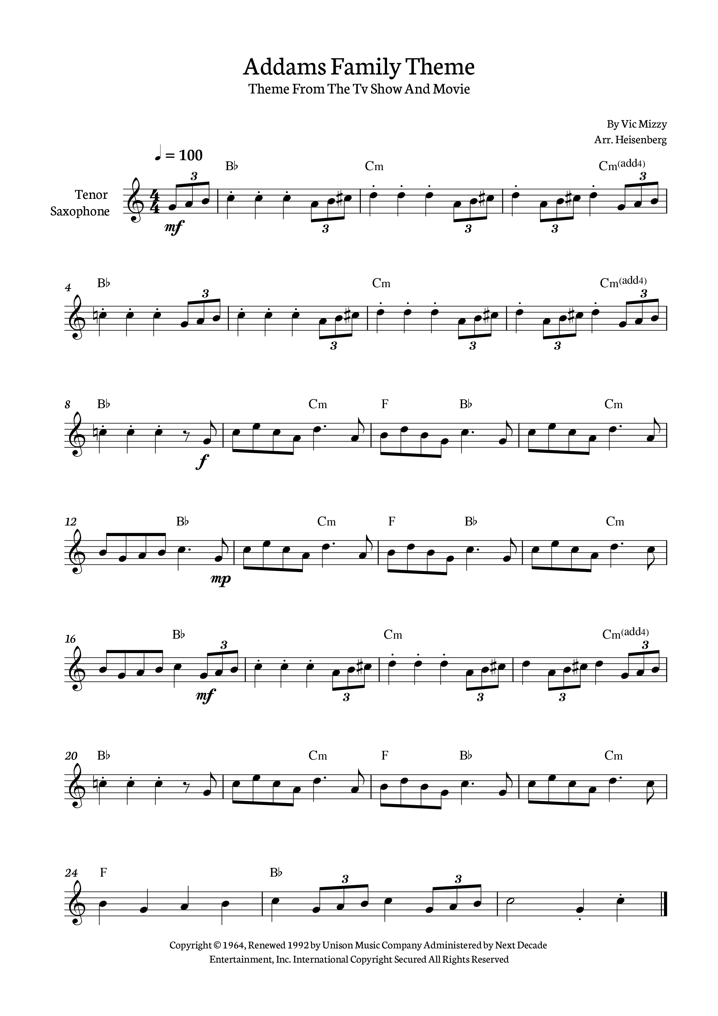 Play Official version of The Addams Family theme Sheet Music by Vic ...