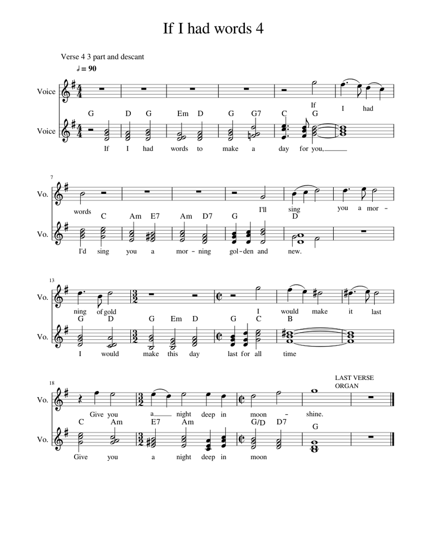 If I had words 4 Sheet music for Vocals (Choral) | Musescore.com