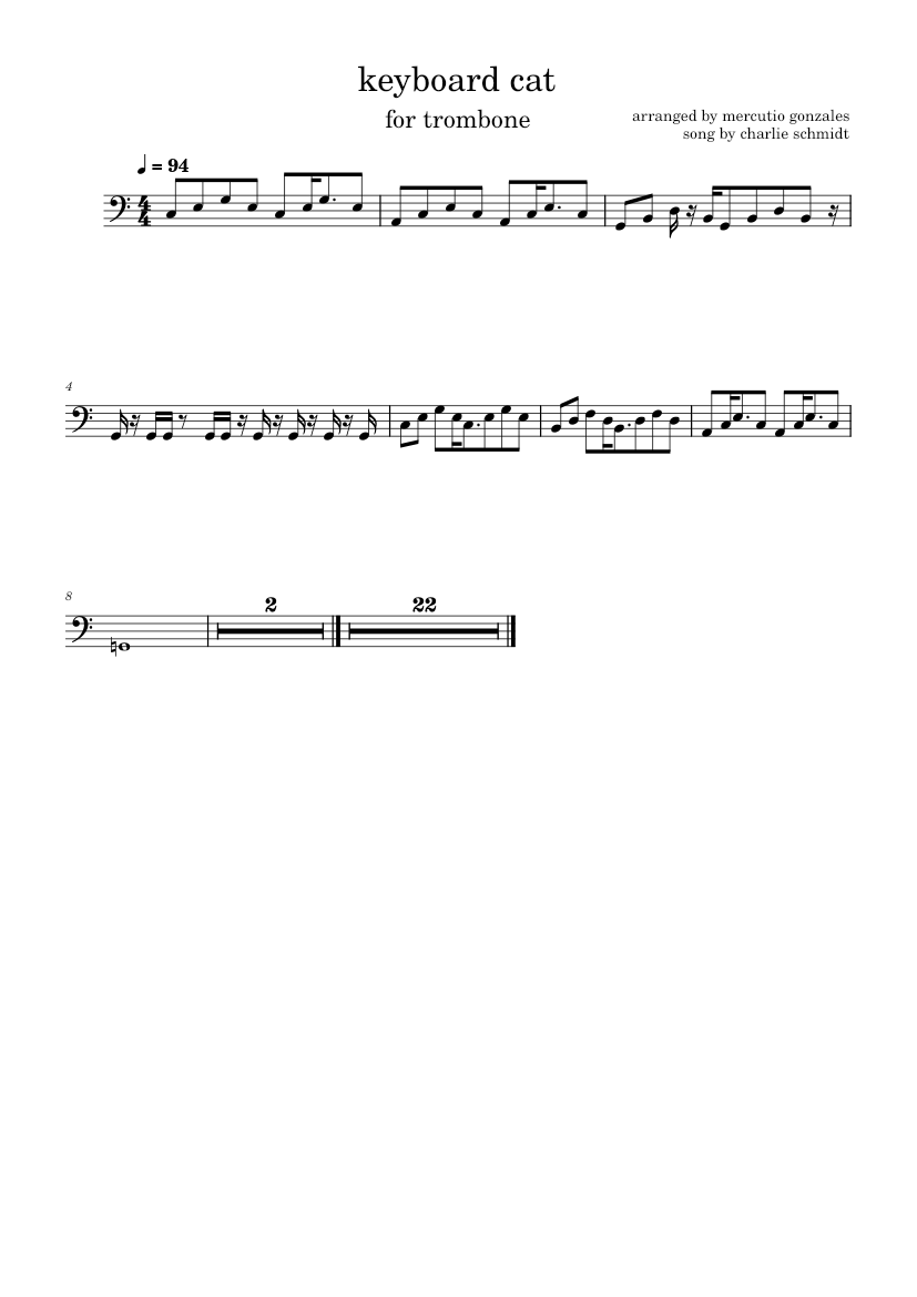 Keyboard cat – Charlie Schmidts keyboard cat - tbone solo Sheet music ...