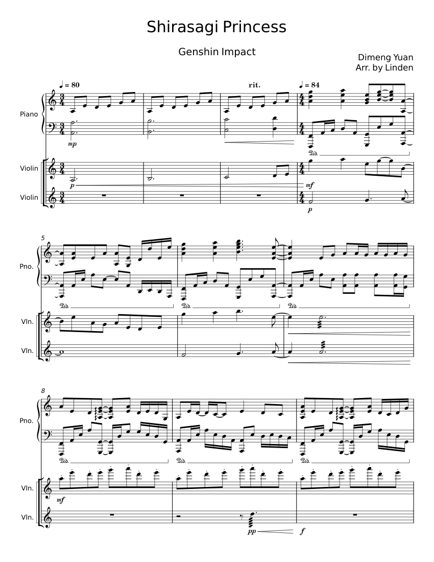 Shirasagi Princess - Dimeng Yuan Sheet music for Piano, Violin (Mixed ...