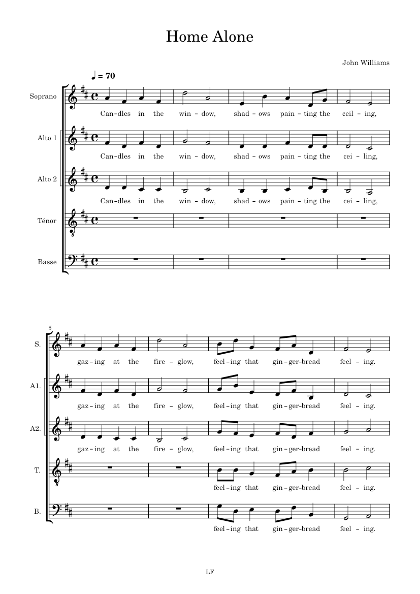 Home Alone – John Williams Sheet Music for Soprano, Alto, Tenor, Bass ...