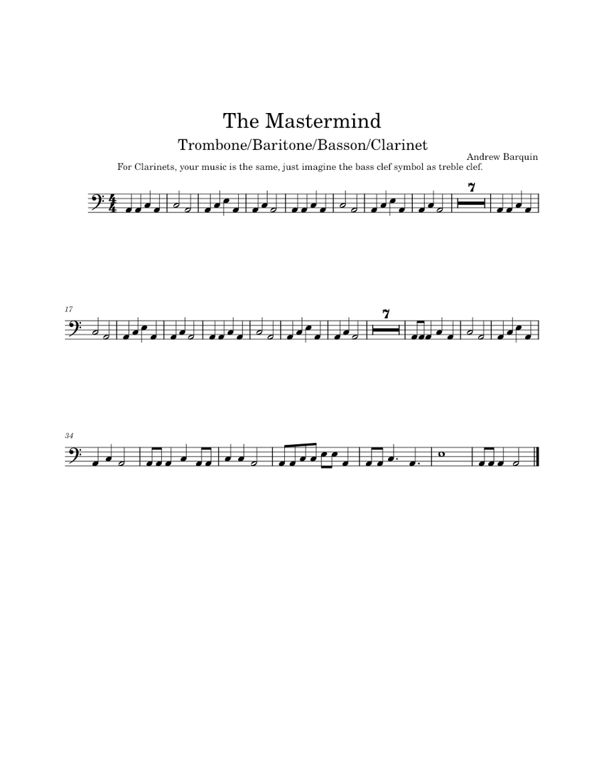 The Mastermind Sheet music for Trombone (Solo) | Musescore.com