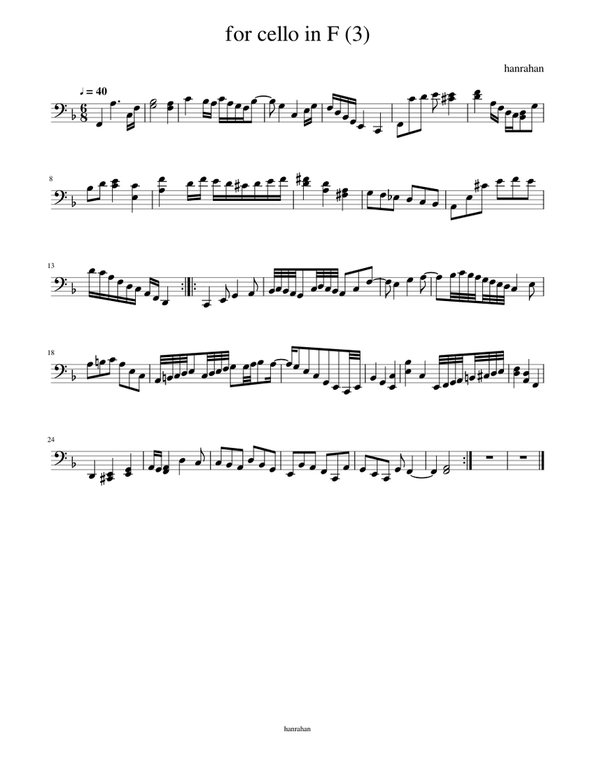 for cello in F 3 Sheet music for Cello (Solo) | Musescore.com