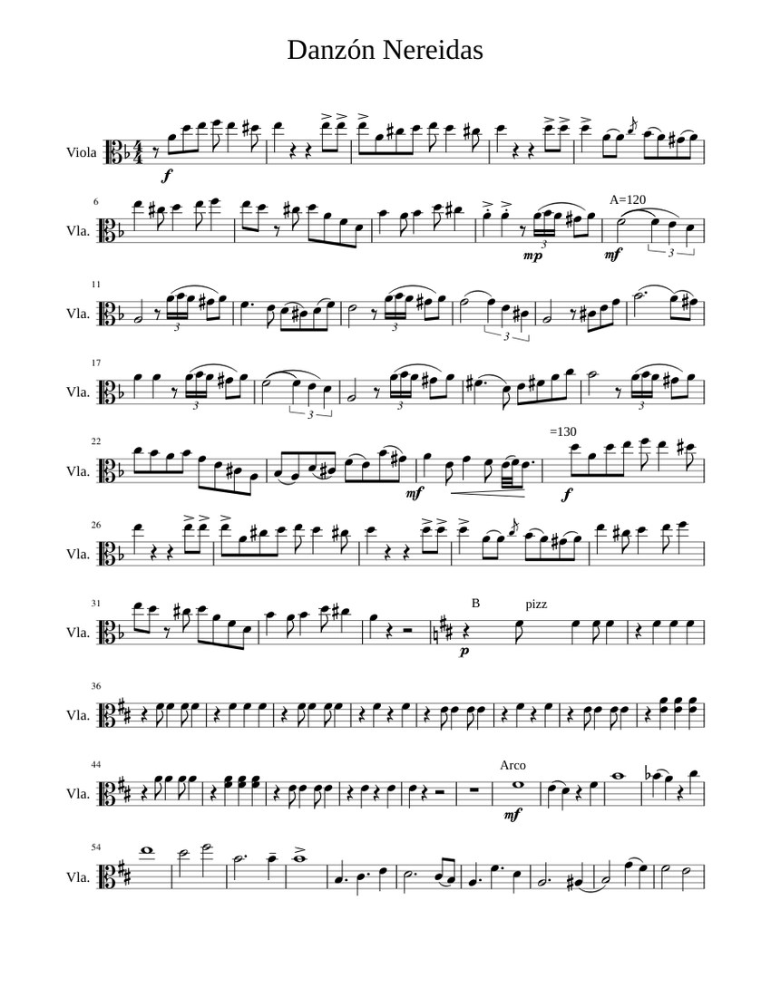Danzon Nereidas viola 1 Sheet music for Viola (Solo) | Musescore.com