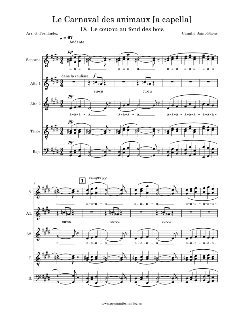 IX. Le Coucou au fond des bois (a capella) by Saint-Säens from Le ...