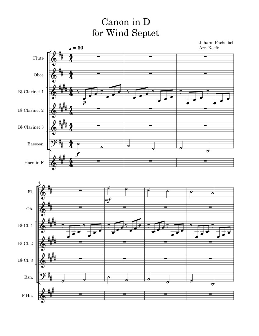 Cannon in D – Johann Pachelbel Canon_for_Wind_Septet Sheet music for ...