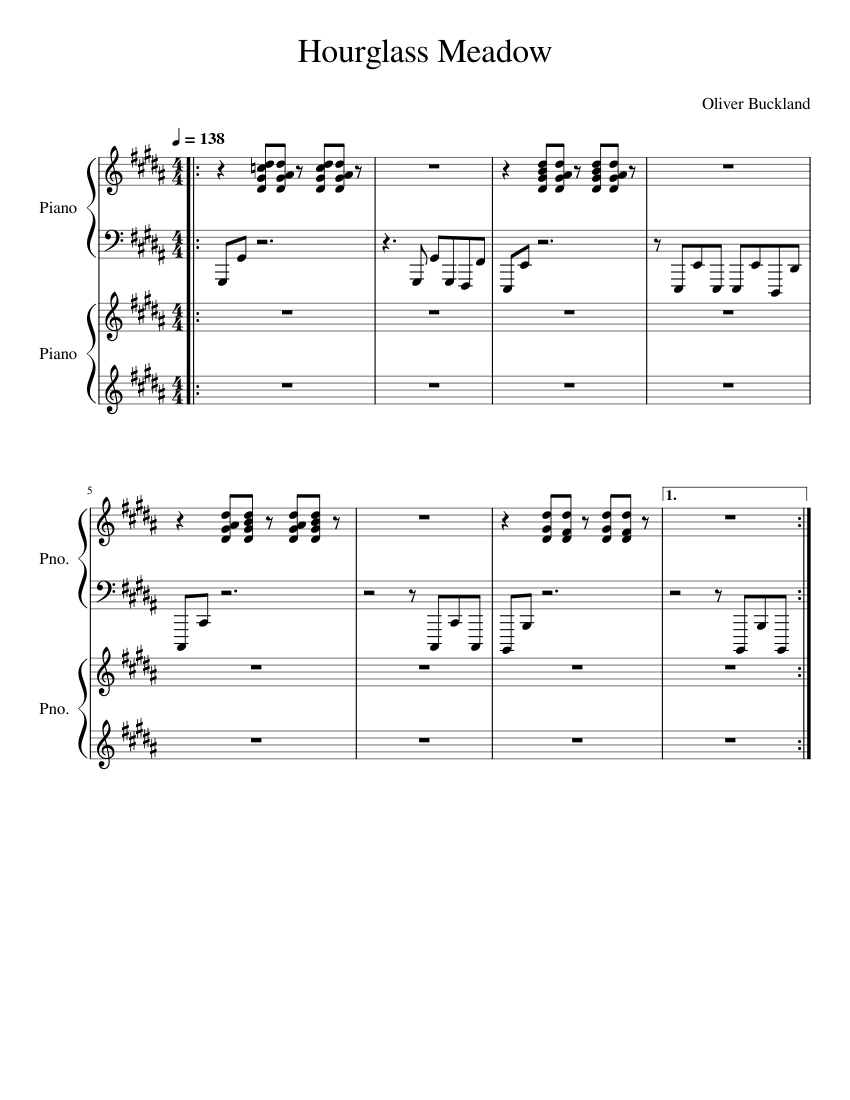 Hourglass Meadow – Oliver Buckland Sheet Music for Piano (Solo ...