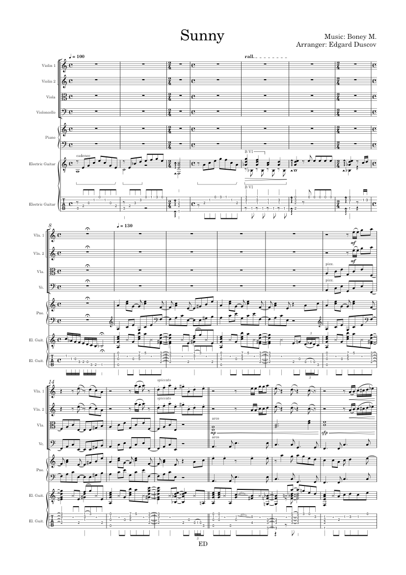 Sunny Sheet music for Piano, Violin, Viola, Cello & more instruments ...