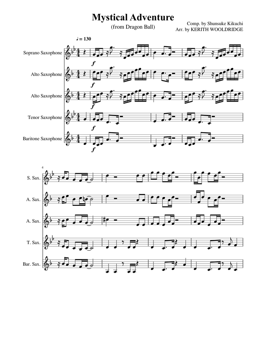 Mystical Adventure Sheet music for Saxophone alto, Saxophone tenor ...