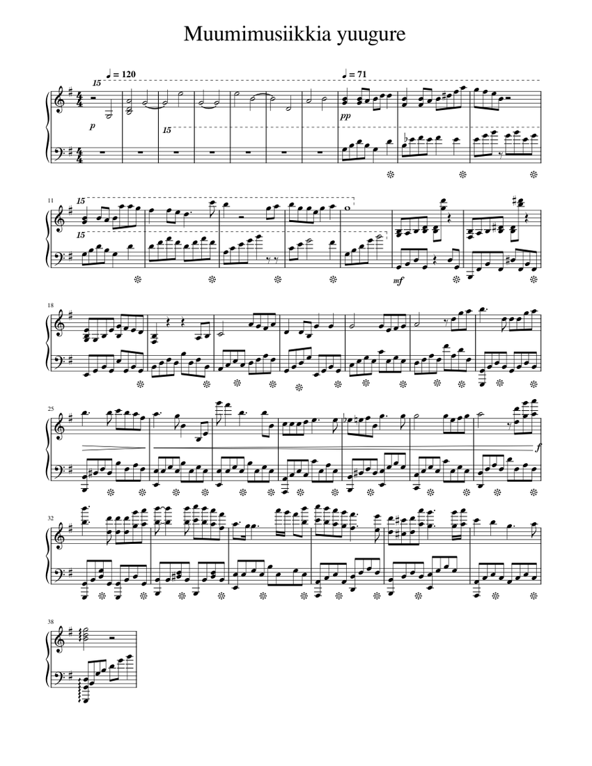 Muumimusiikkia/Moomin music - yuugure Sheet music for Piano (Solo ...