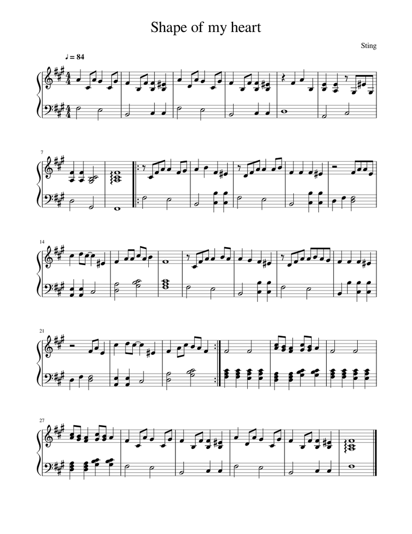 Shape of my heart - piano tutorial