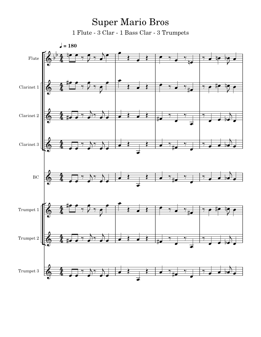 Super Mario Bros - Overworld – Koji Kondo Super Mario Bros Theme Sheet ...