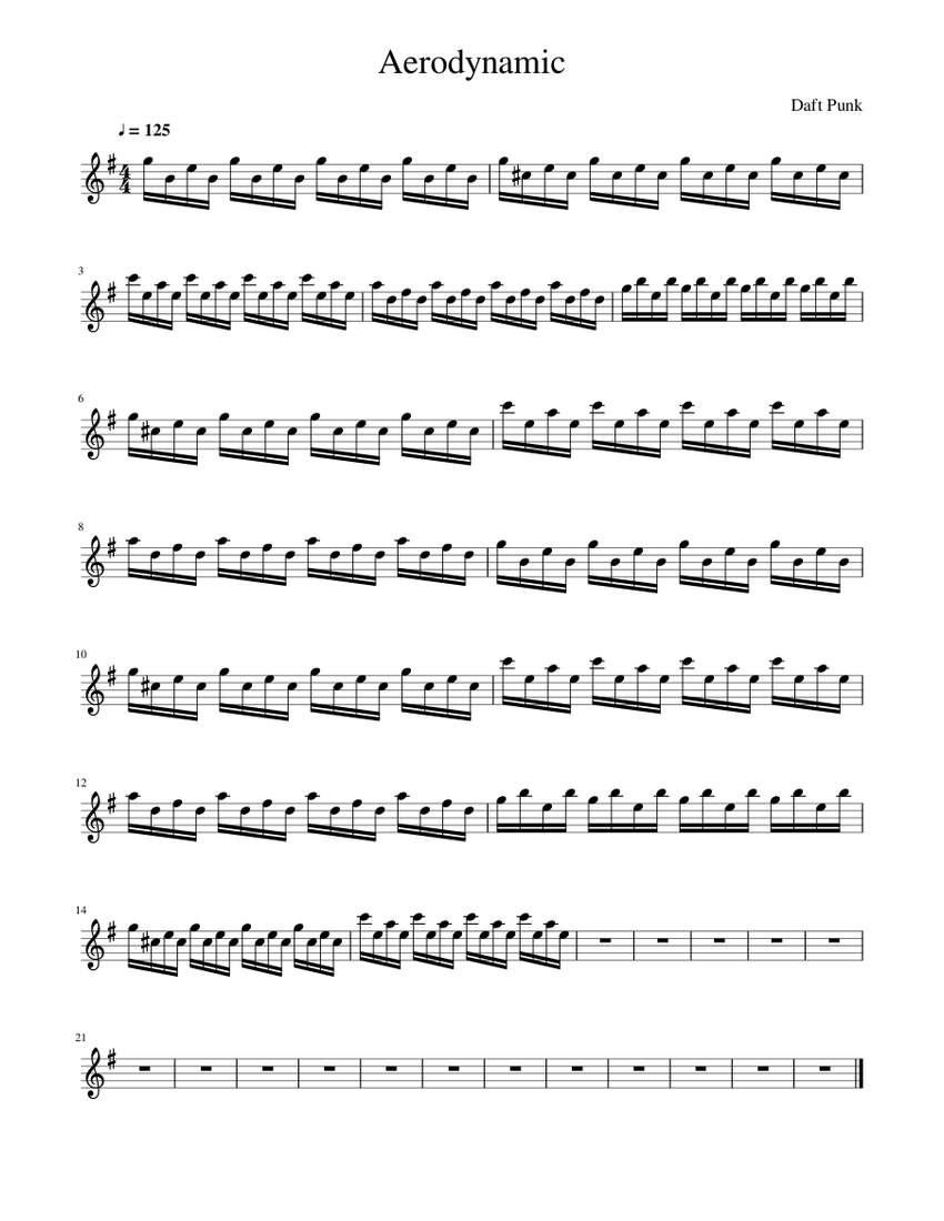Aerodynamic - Daft Punk Sheet music for Trumpet in b-flat (Solo ...