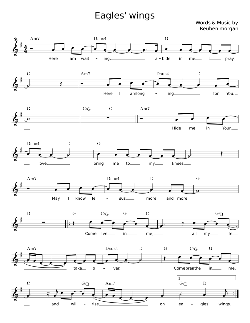 Eagles' wings - Reuben morgan Sheet Music for Synthesizer (Solo ...