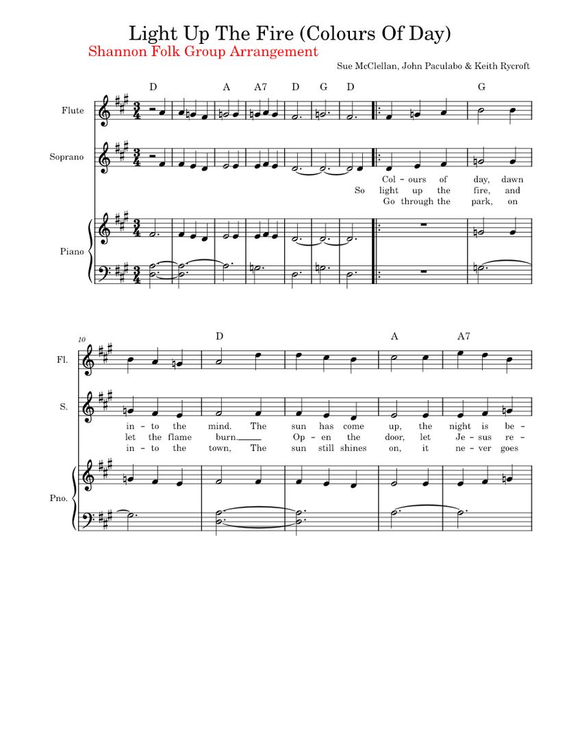 Colours of day – Misc Praise Songs Colours of Day Sheet music for Piano ...