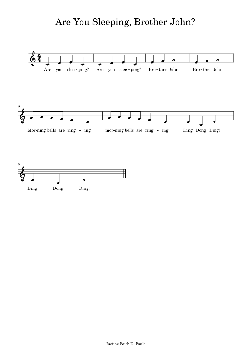 Are you sleeping brother john – Misc Children Sheet Music for Piano ...