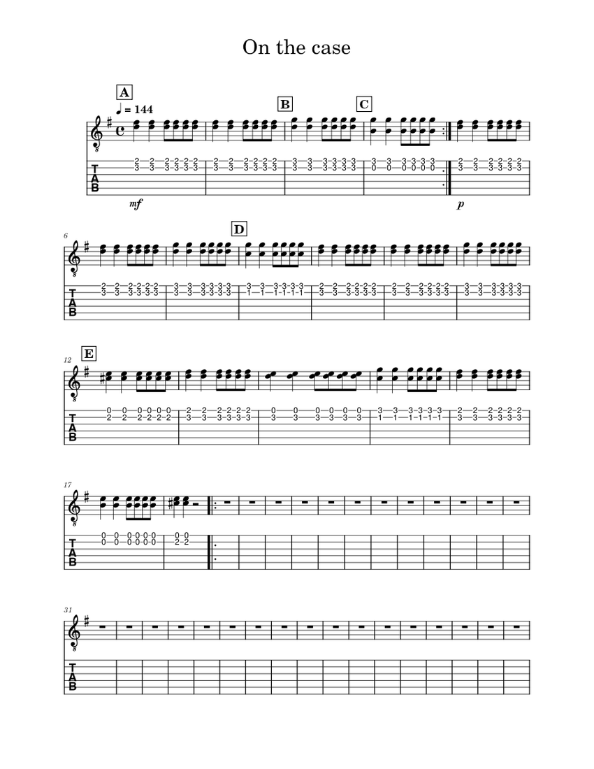 On the case Sheet music for Guitar (Solo) | Musescore.com