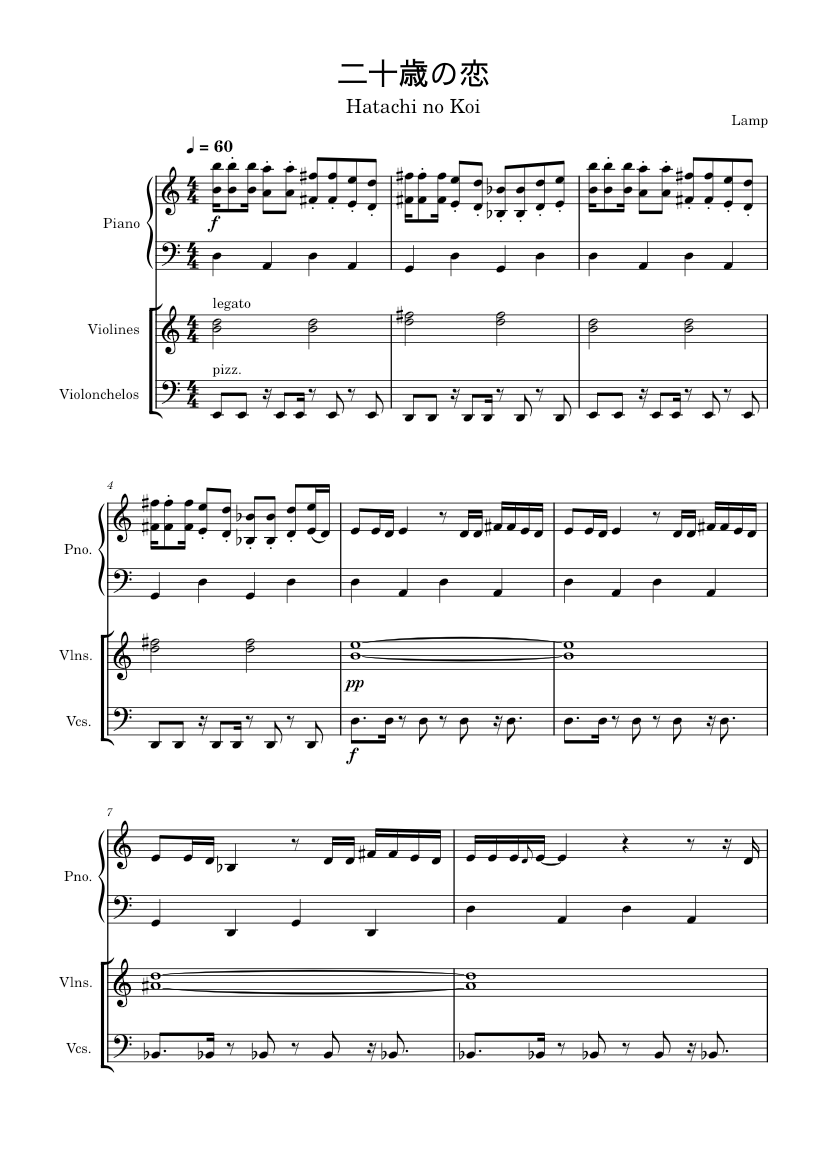 Hatachi no Koi – Lamp 二十歳の恋 (WIP) Sheet music for Piano, Strings group ...