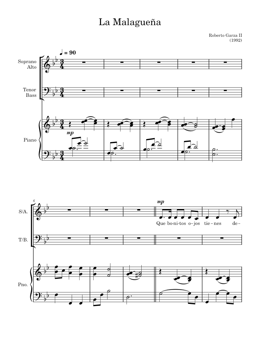 La malaguena – Misc Traditional La Malaguena Sheet Music for Piano ...