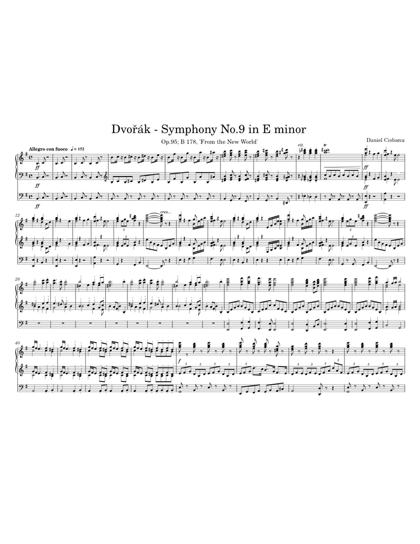 Symphony No.9 in E minor, Op.95; B 178, 'From the New World' Allegro con Fuoco – Antonín Dvořák ...