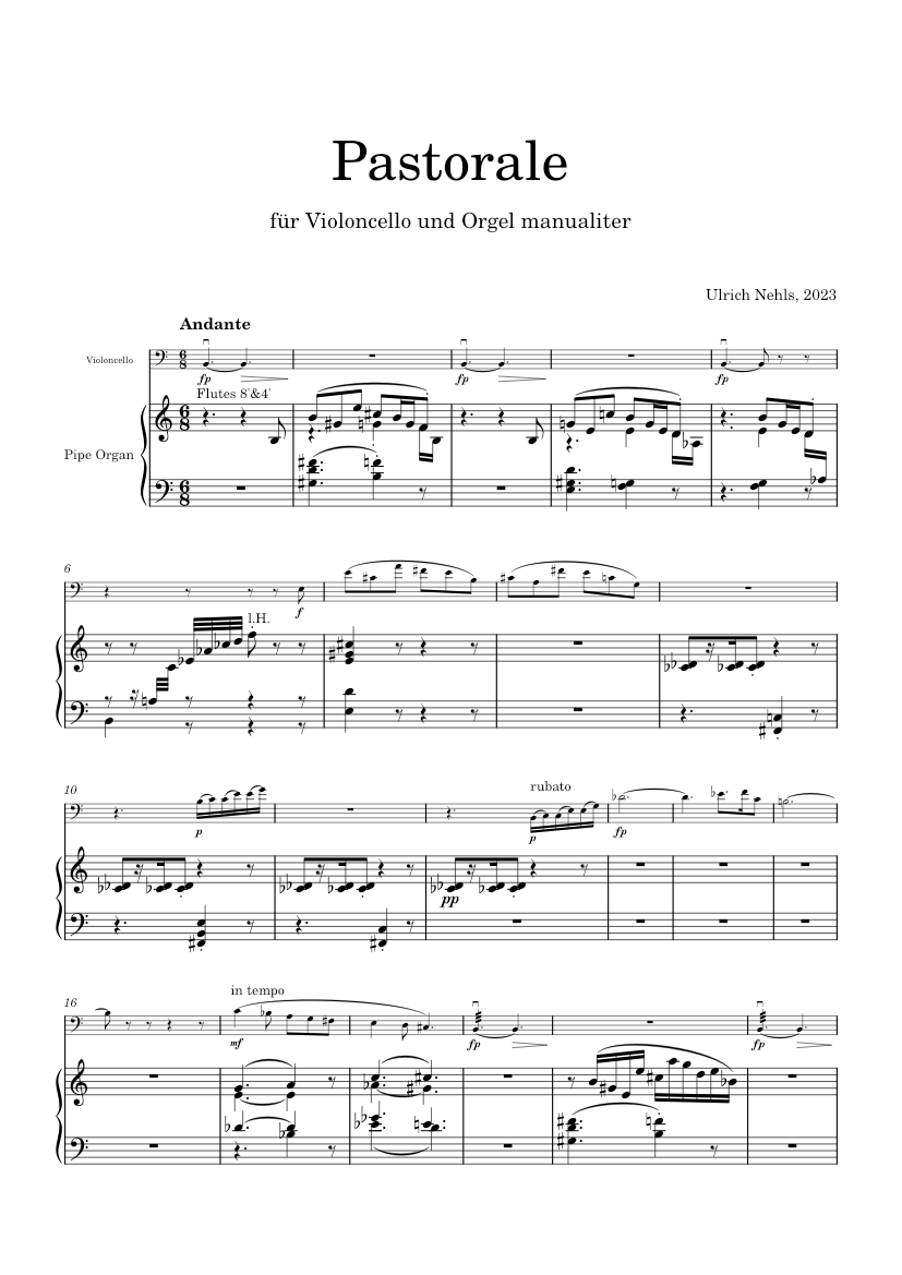 Pastorale Sheet music for Organ, Cello (Mixed Duet) | Musescore.com