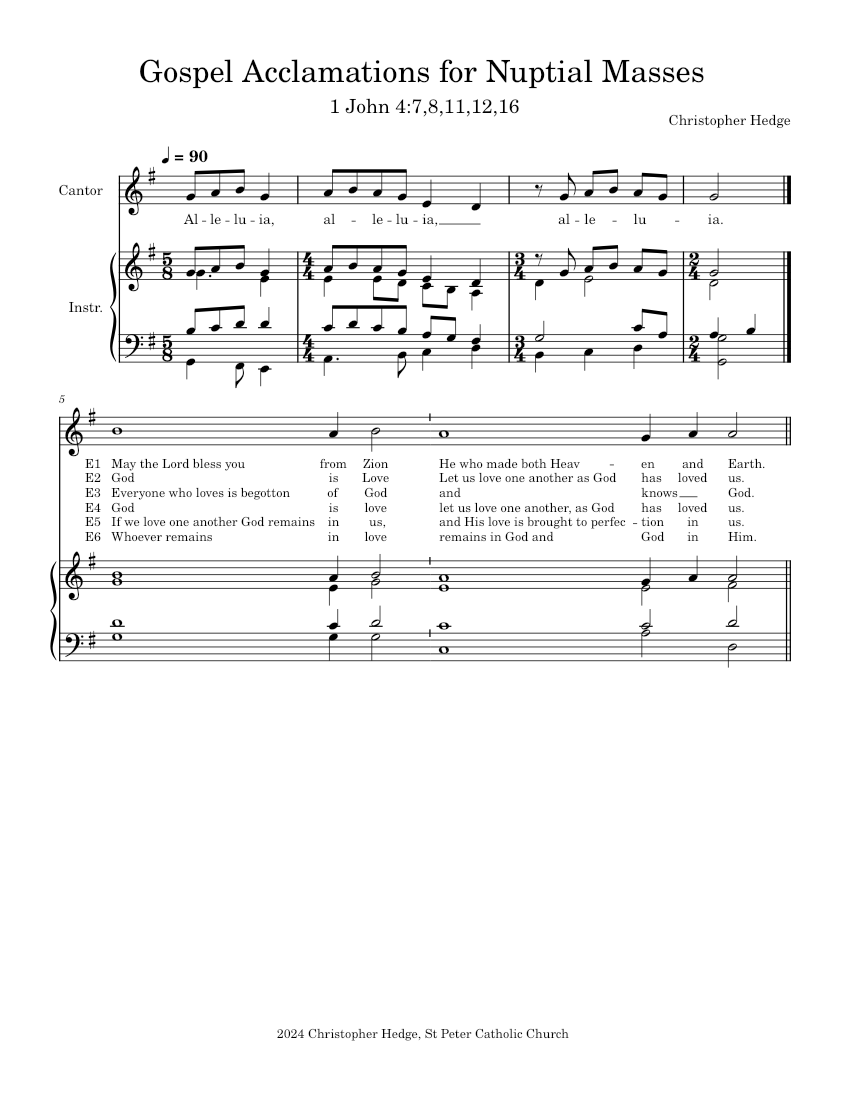 Gospel Acclamations for Nuptial Masses Sheet music for Organ ...