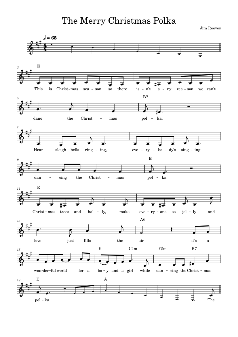 The Merry Christmas Polka – Jim Reeves Sheet music for Piano (Solo ...