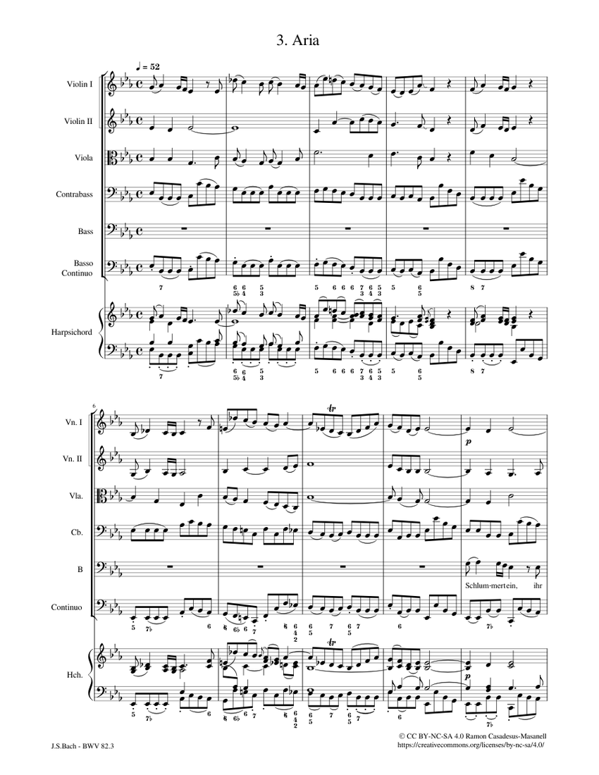 Ich habe genug, BWV 82 / Mvt. 3 – Johann Sebastian Bach BWV 82.3 Sheet ...