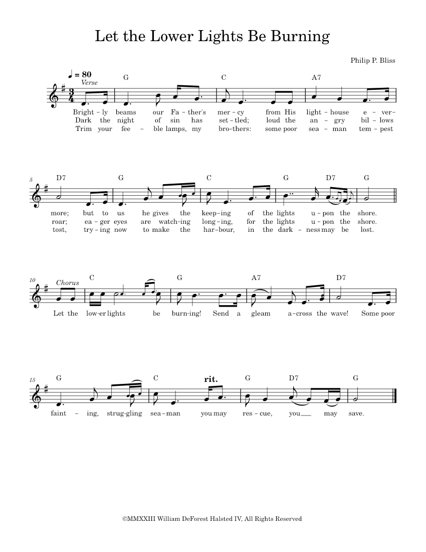 Let the Lower Lights Be Burning — Philip P. Bliss Sheet music for Piano ...