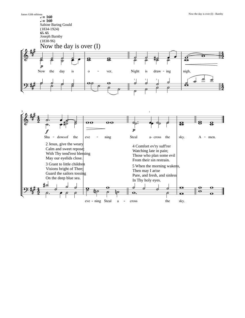 Now the day is over I - Joseph Barnby Sheet music for Woodwinds group ...