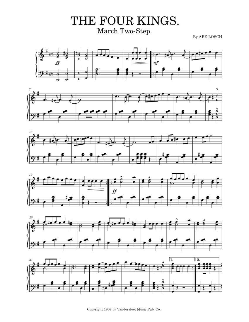 The Four Kings (1907) Sheet music for Piano (Solo) | Musescore.com