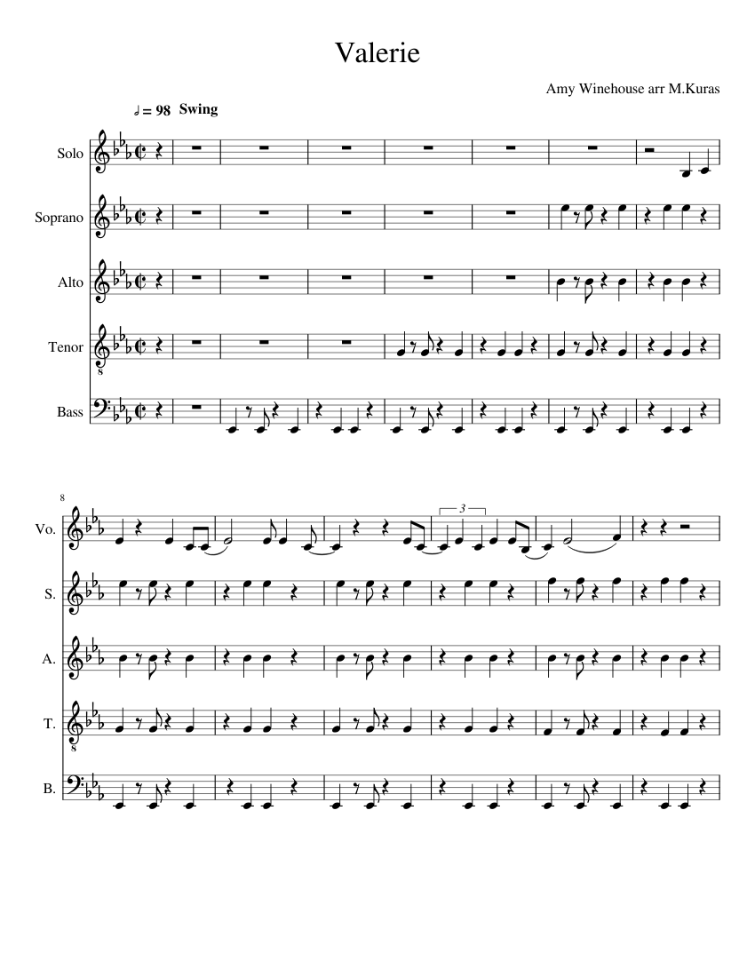 Valerie Sheet music for Soprano, Alto, Tenor, Bass voice & more ...
