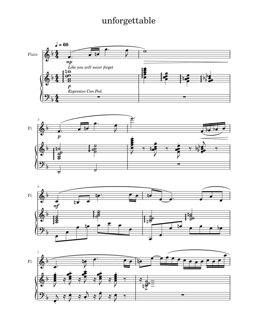 unforgettable Sheet music for Piano, Flute (Mixed Duet) | Musescore.com