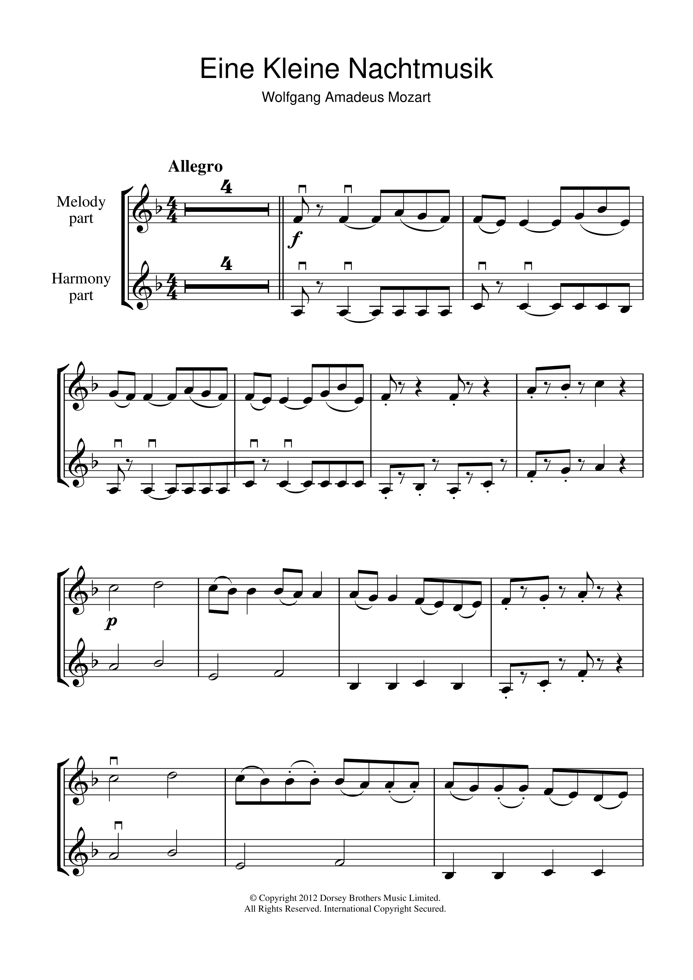 Play Official version of Allegro from Eine Kleine Nachtmusik K525 Sheet ...