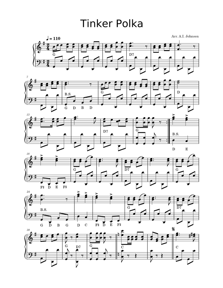 Tinker Polka – Traditional Sheet music for Piano (Solo) | Musescore.com