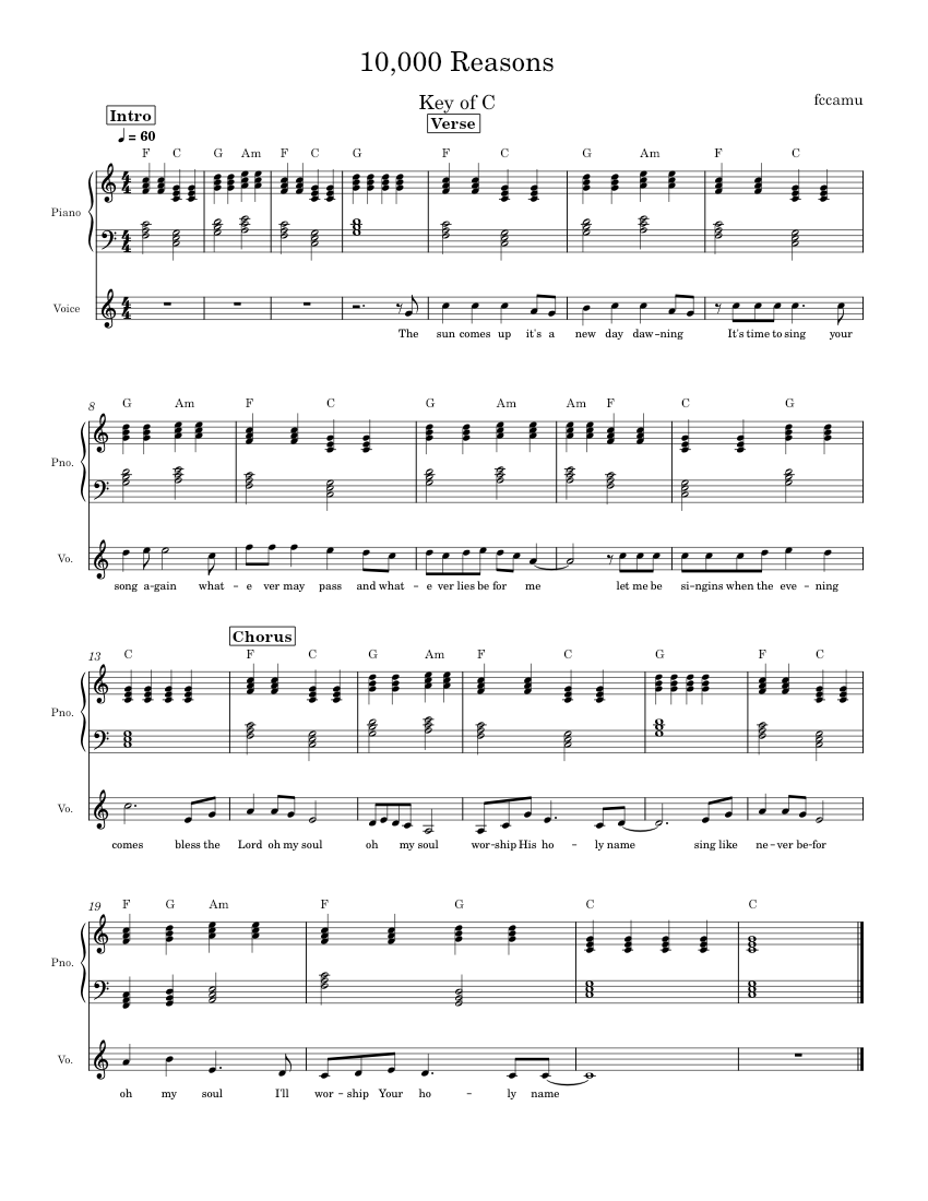 10,000_Reason Sheet music for Piano, Vocals (Piano-Voice) | Musescore.com