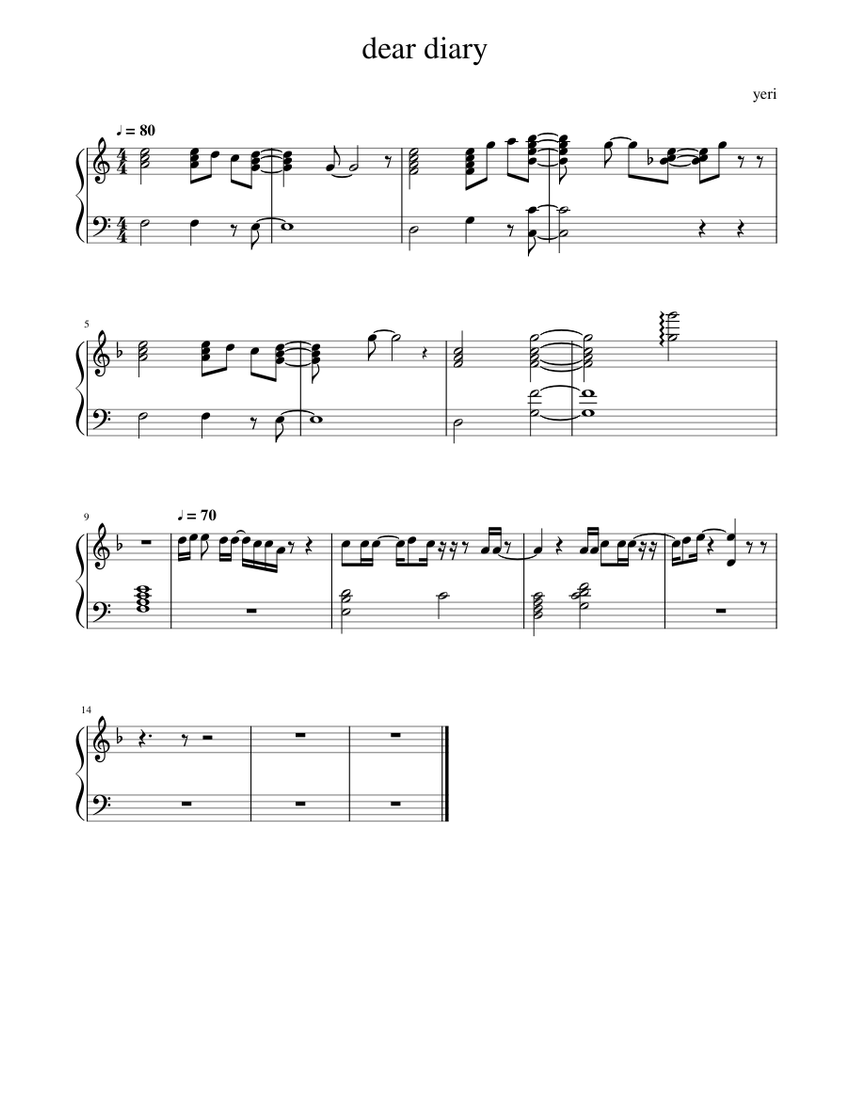 Dear diary Sheet music for Piano (Solo) | Download and print in PDF or ...