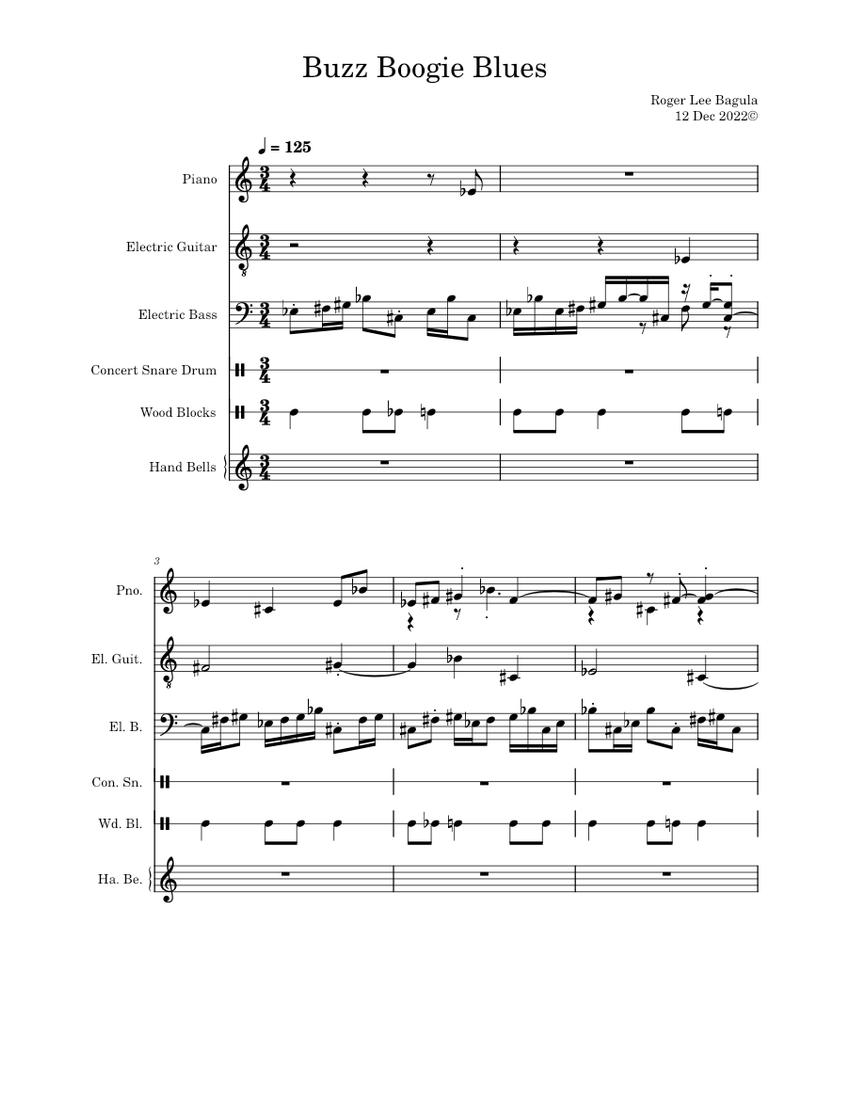 Buzz Boogie Sheet music for Piano, Snare drum, Guitar, Bass guitar ...
