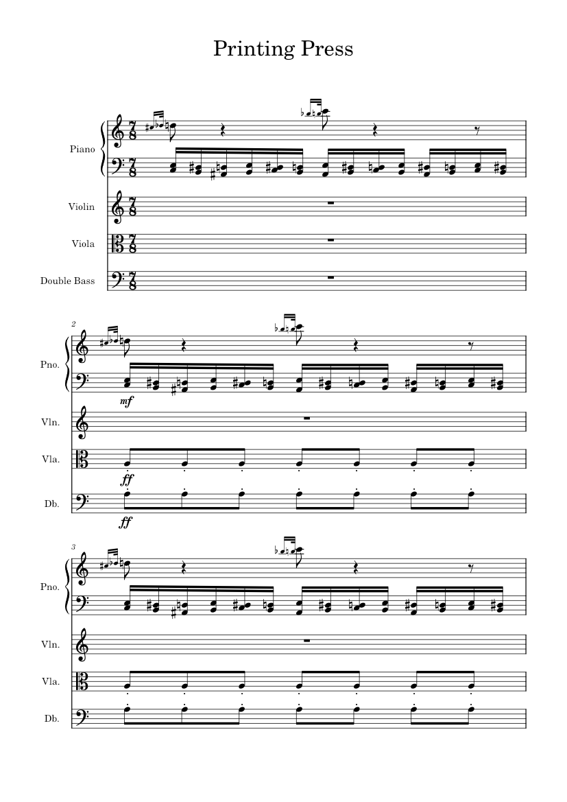 Printing Press Sheet music for Piano, Contrabass, Violin, Viola (Mixed ...