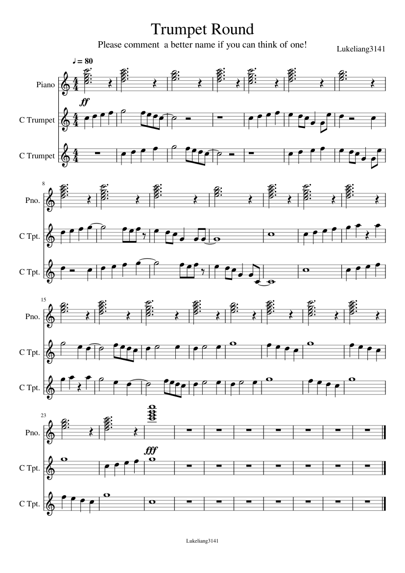Trumpet Round Sheet music for Piano, Trumpet in c (Mixed Trio ...